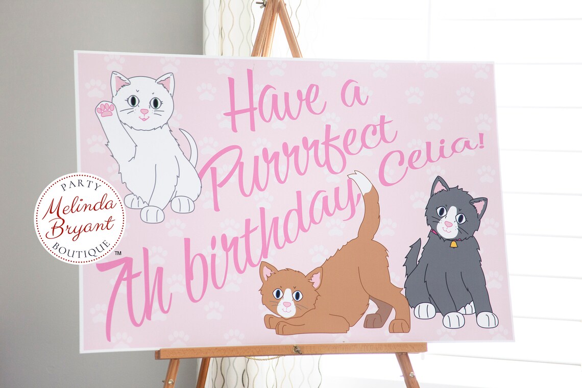 Personalized Kitty Cat Poster for Kitten Themed Birthday Party - Etsy