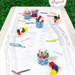 Personalized Train Birthday Coloring Table Runner for Kids Party ...