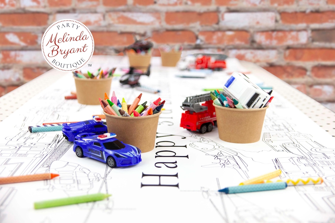 Emergency Vehicles Coloring Table Runner: Birthday Party Activity - Etsy