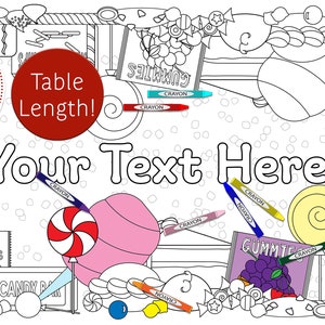 Candy and Sweets Theme Birthday Decor Coloring Page Table Runner ...