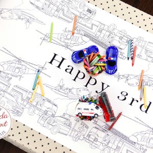 Emergency Vehicles Coloring Table Runner: Birthday Party Activity - Etsy