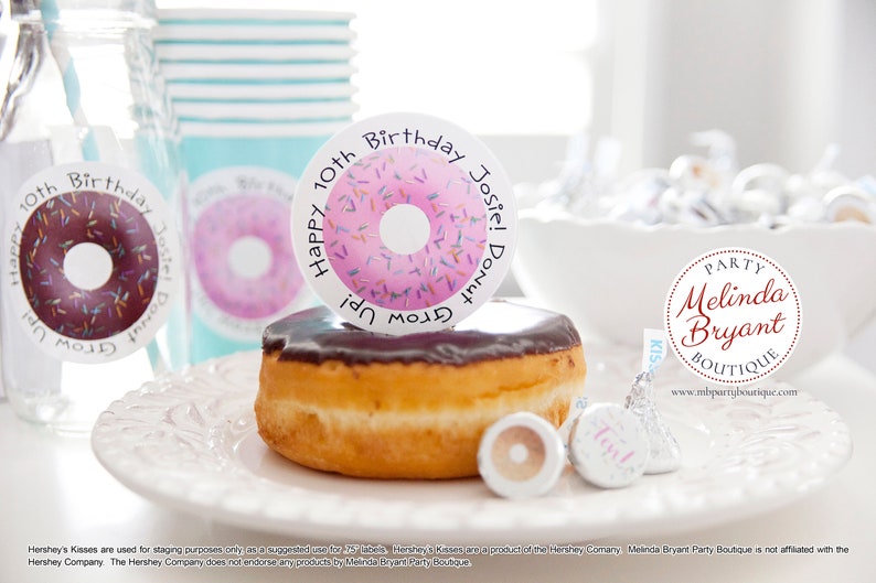 Personalized Donut Themed 2.5 Inch Stickers Donut Grow up Birthday ...