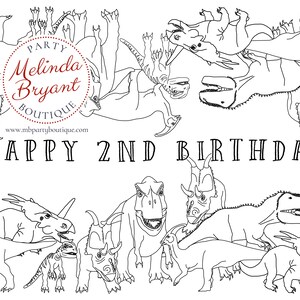 Dinosaur Birthday Decorations Coloring Table Runner Personalized ...
