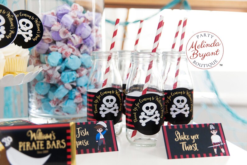 Personalized Pirate Themed 2.5 Inch Stickers and Decor Kits for ...