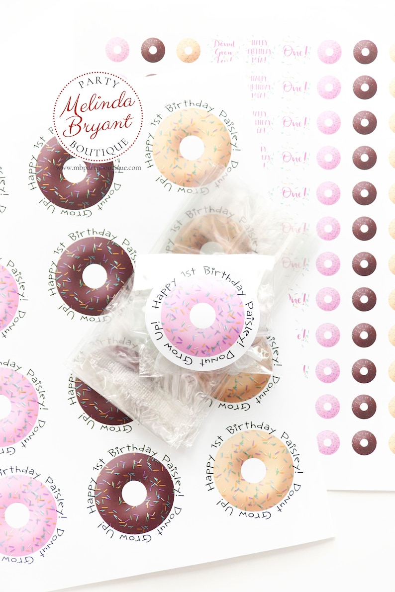 Personalized Donut Themed 2.5 Inch Stickers Donut Grow up - Etsy