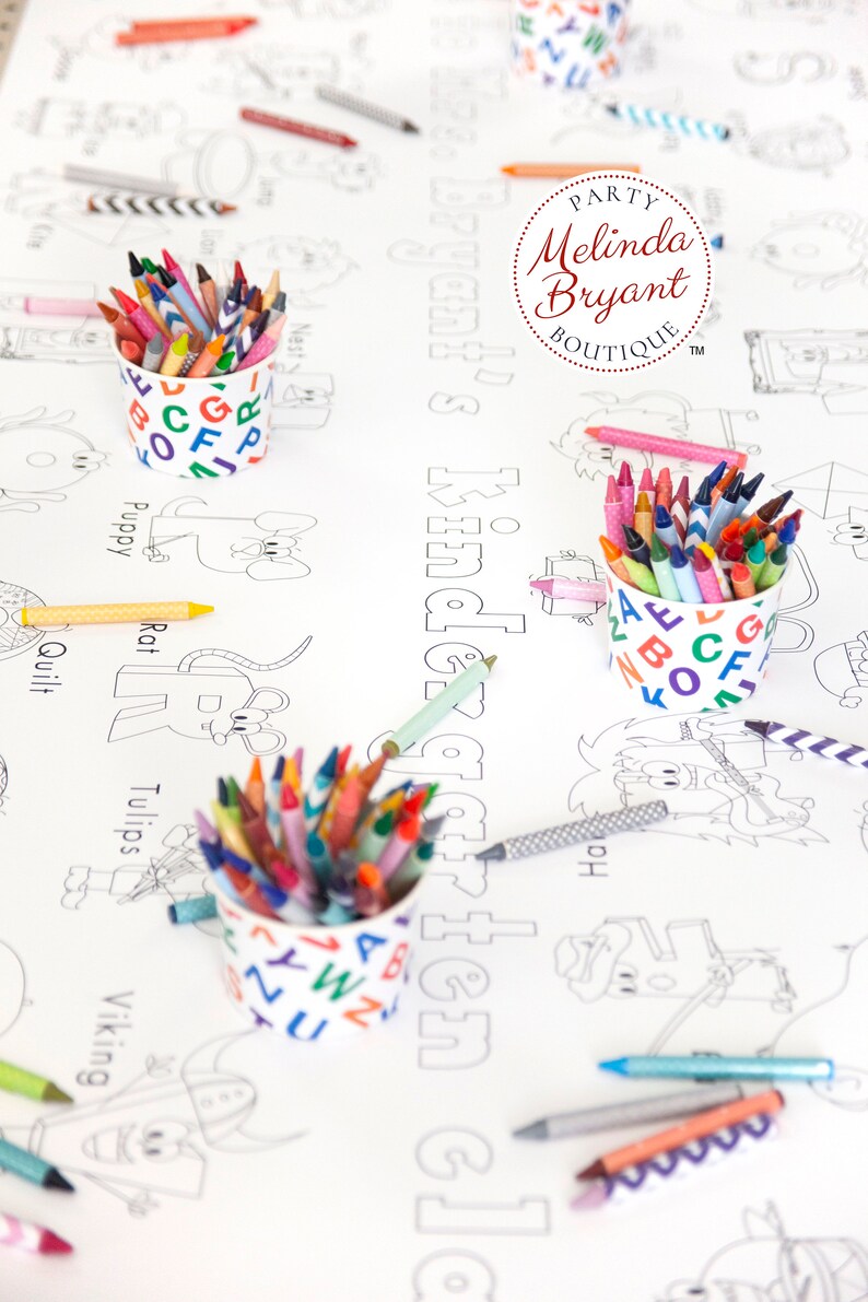 ABC Themed Personalized Alphabet Coloring Table Runner | Etsy