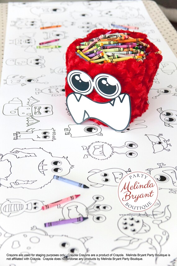 Halloween Party Decor Coloring Tablecloth Personalized Monster Birthday ...