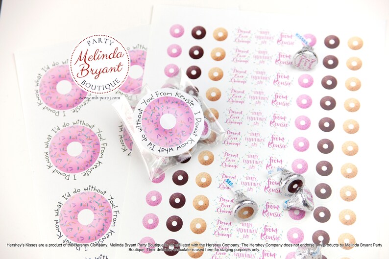 Personalized Donut Themed Valentine Candy Stickers for Kids / | Etsy