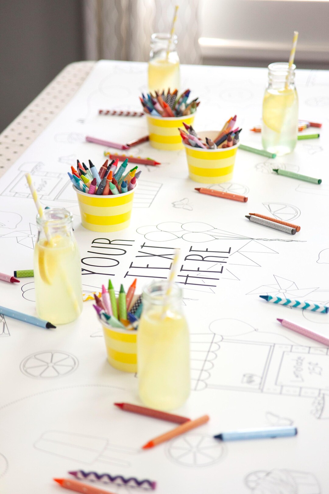 Summer Lemonade Stand Birthday Party Personalized Coloring Tablecloth ...