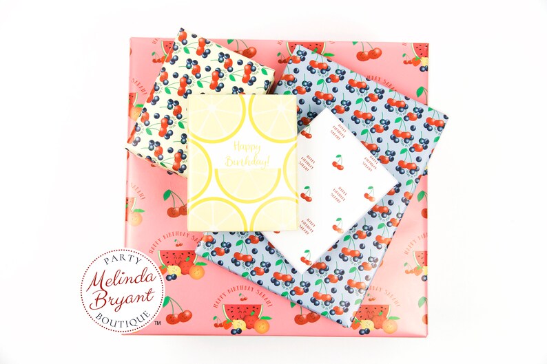 Personalized Fruit Themed Gift Wrap Set for Farmers Market - Etsy
