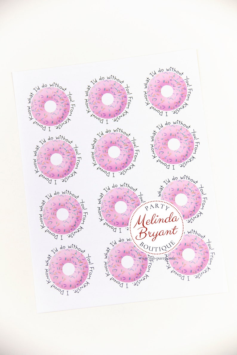 Kids Personalized Valentines Pink Donut Themed Sticker Sheets, Kit ...