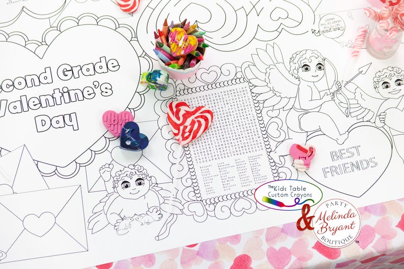 Cupid Coloring Page Paper Table Runner With Puzzles Teachers Classroom ...