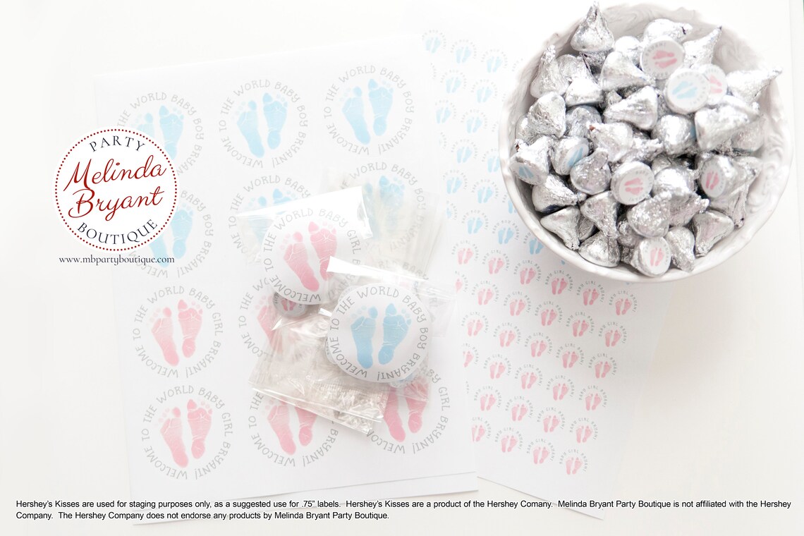 Personalized Baby Shower .75 Inch Candy Stickers Favor Kits Boy Girl ...