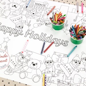 Santas Workshop Coloring Banner Personalized Holiday Gift and Fun ...