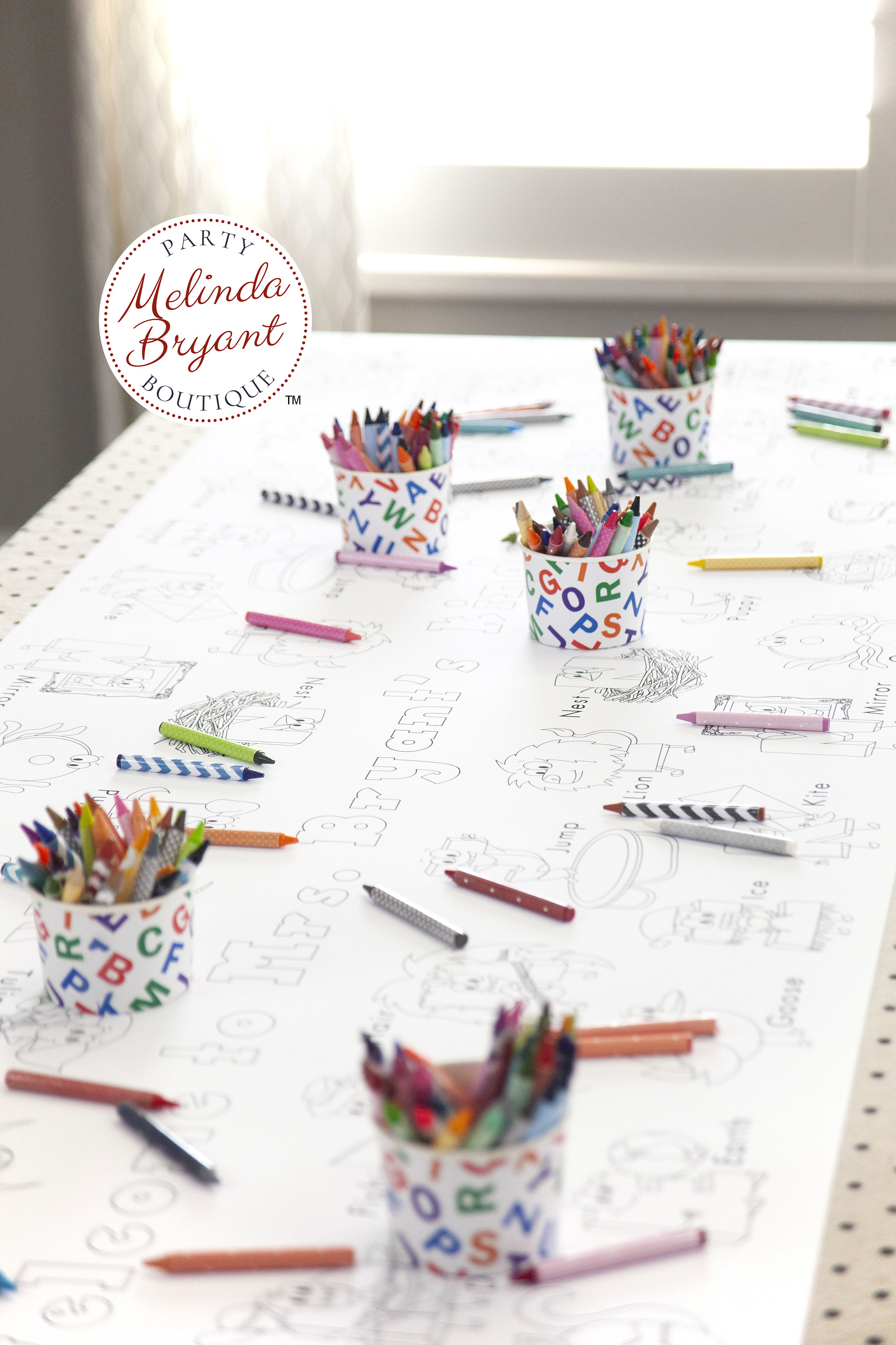 ABC Themed Personalized Alphabet Coloring Table Runner Birthday Party ...