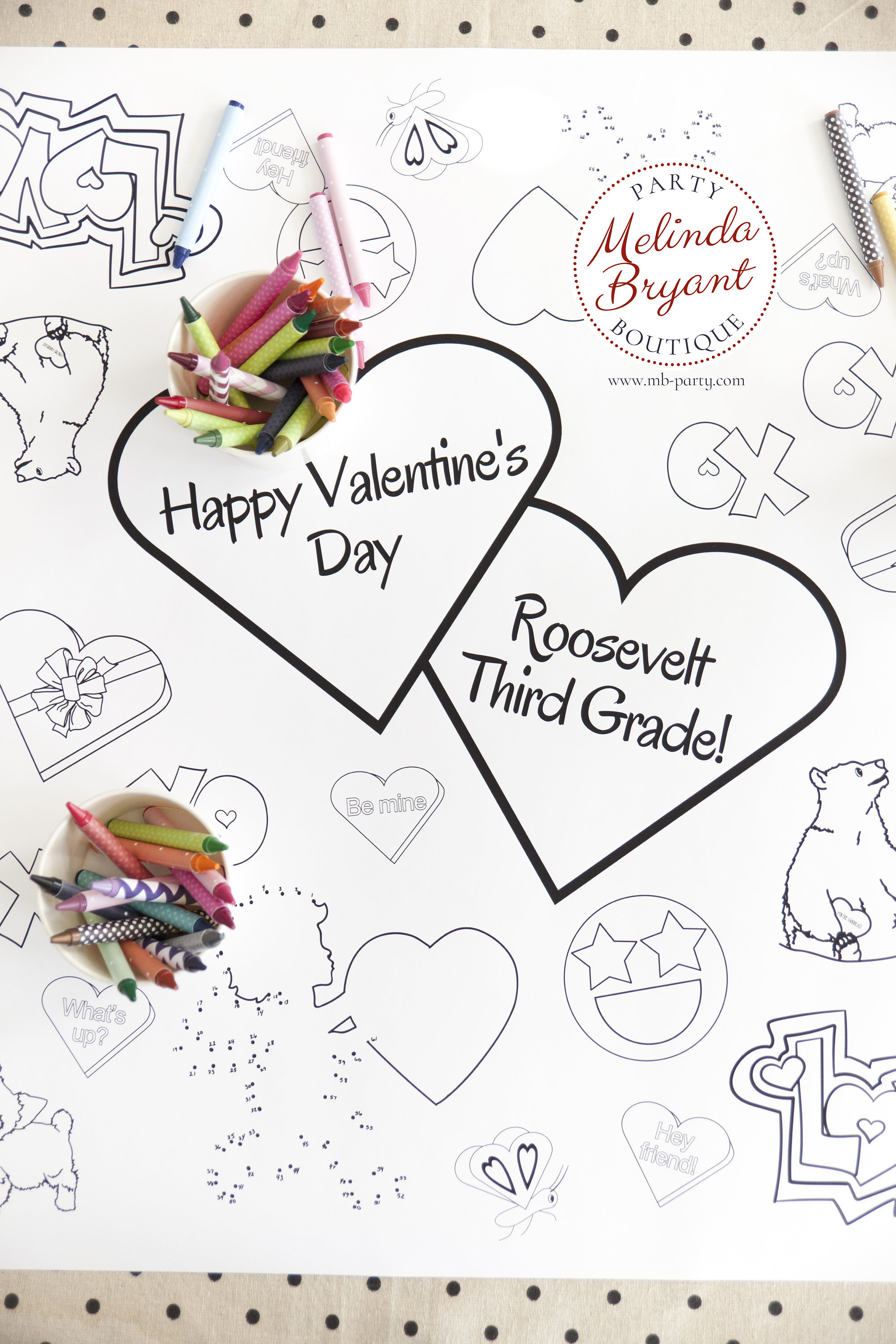 Valentines Day Decor Coloring Page Table Runner Teachers | Etsy