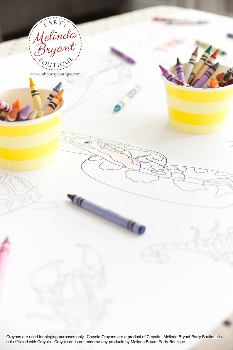 Reptile Party Coloring Tablecloth Snake Birthday Table Runner | Etsy