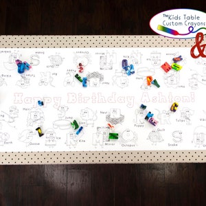 ABC Themed Personalized Alphabet Coloring Table Runner Birthday Party ...