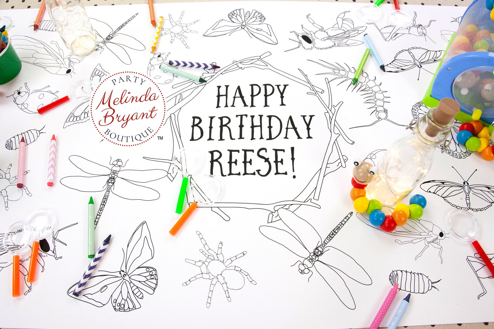 Insect Party Decorations Bug Birthday Decor Coloring Page - Etsy
