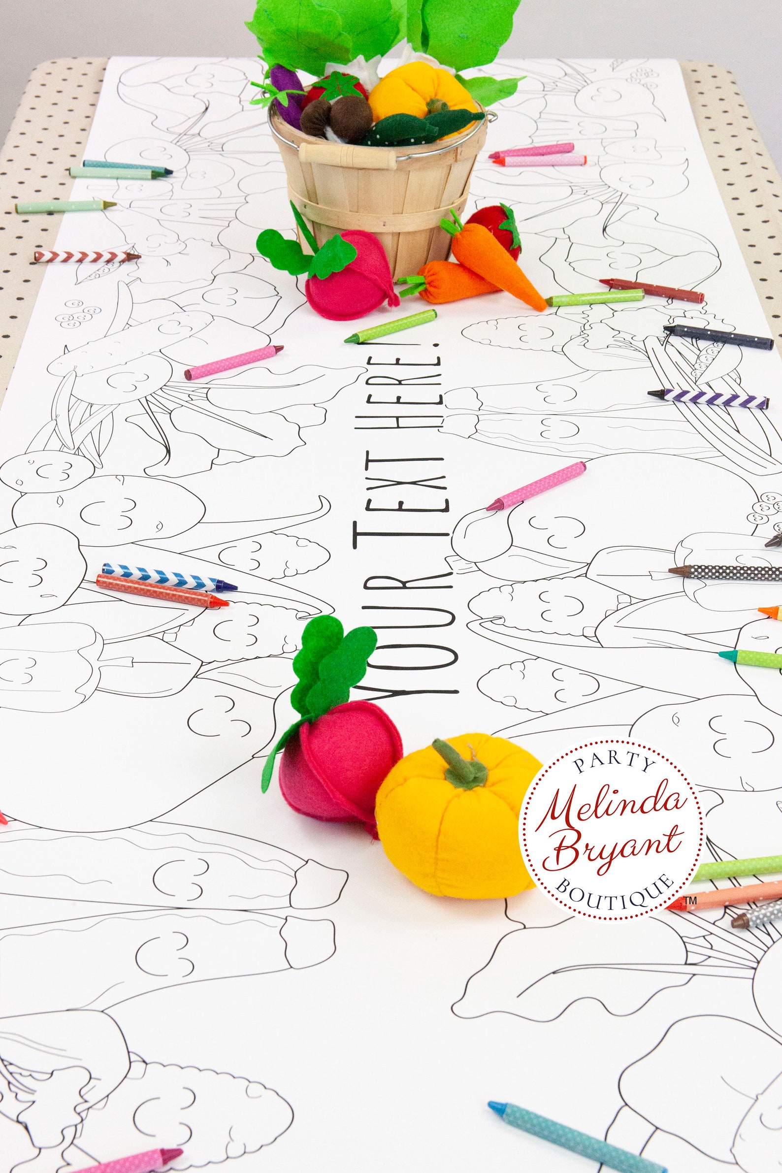 Vegetable Themed Birthday Coloring Page Table Runner for Kids - Etsy