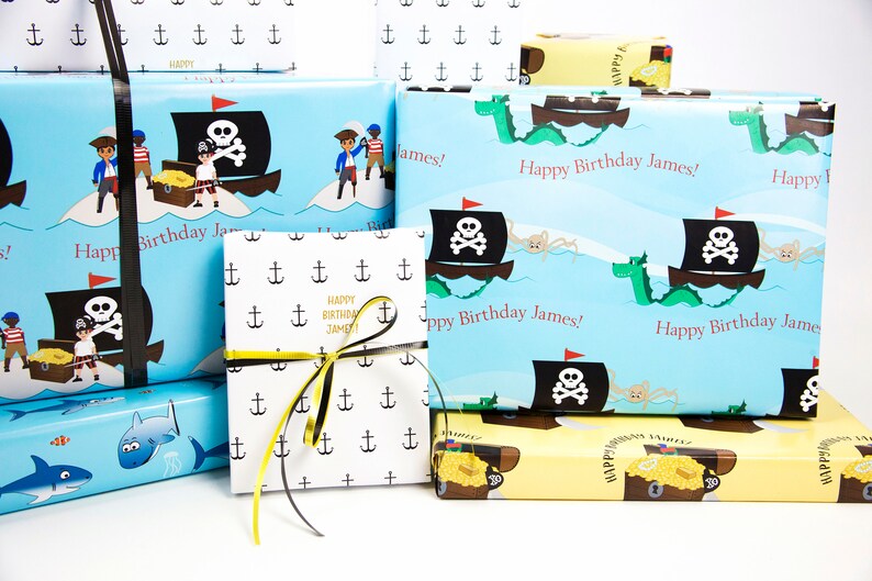 Personalized Pirates Treasure Gift Wrap With Custom Text and - Etsy