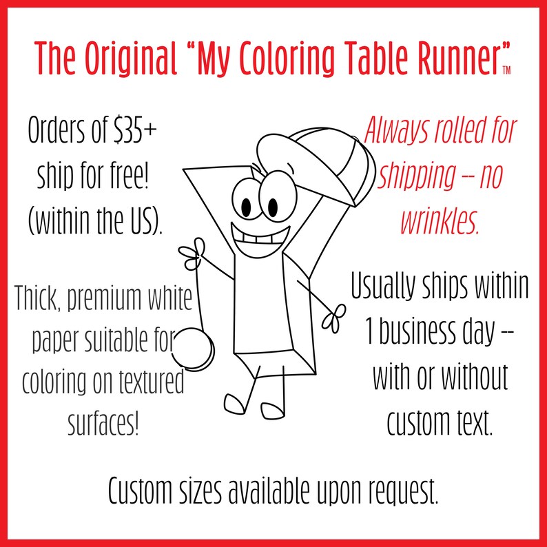 ABC Themed Personalized Alphabet Coloring Table Runner Birthday Party ...