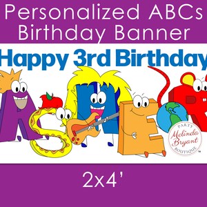 Printed Abcs Party 2x4 Backdrop Personalized Birthday Banner Alphabet ...