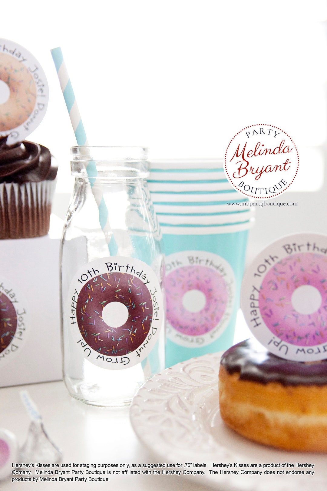 Personalized Donut Themed 2.5 Inch Stickers Donut Grow up Birthday ...