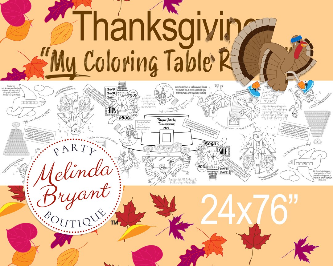 Thanksgiving Kids Table Decor Coloring Tablecloth Turkey - Etsy