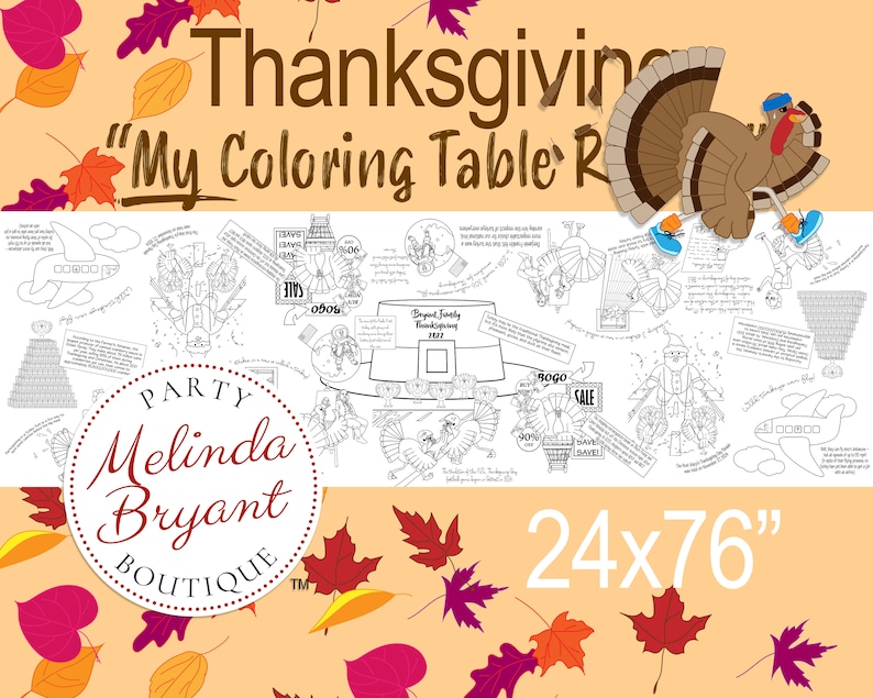 Thanksgiving Kids Table Decor Coloring Tablecloth Turkey - Etsy