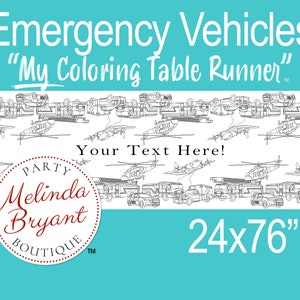 Emergency Vehicles Birthday Decorations Paper Table Runner Coloring ...