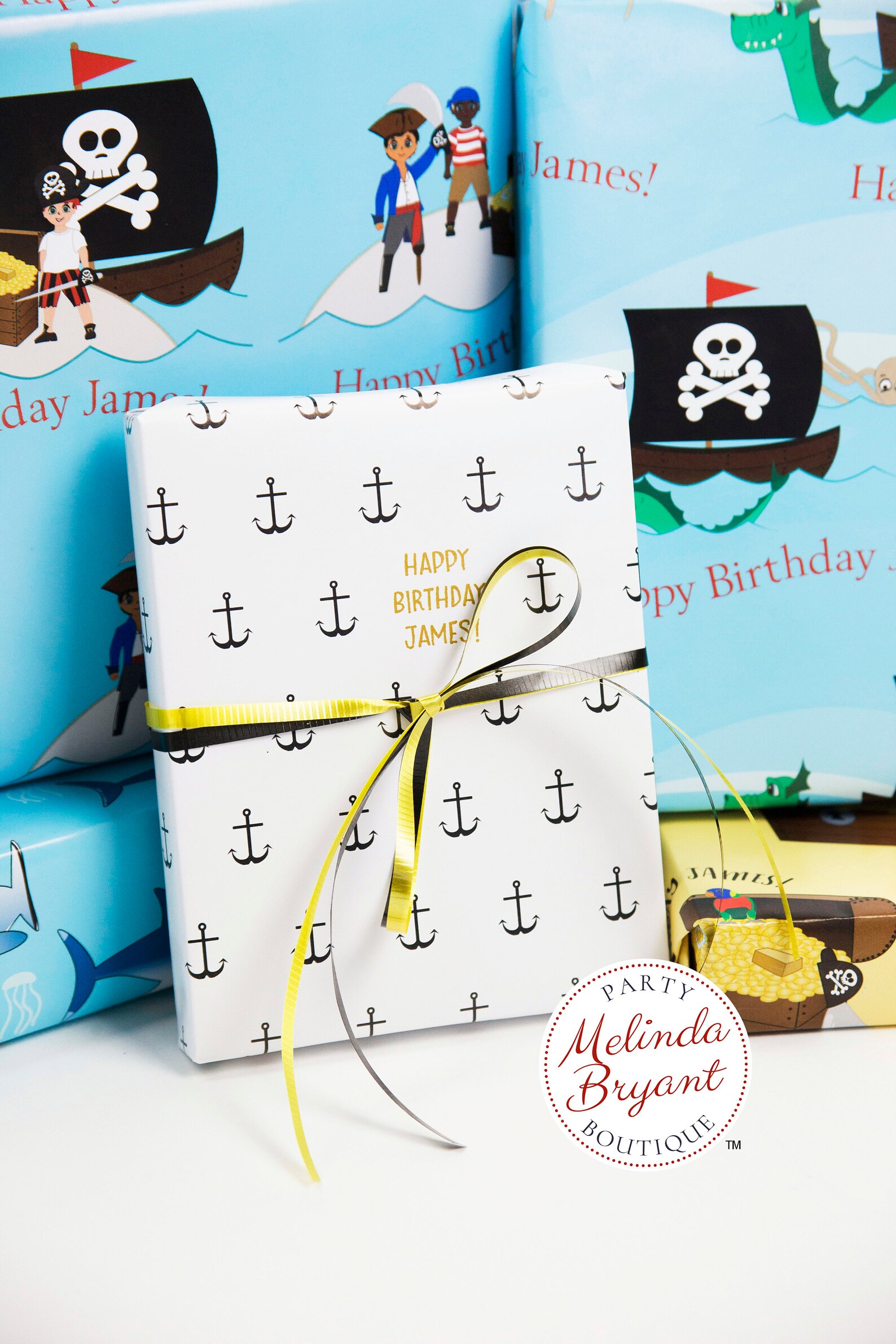 Personalized Pirates Treasure Gift Wrap With Custom Text and | Etsy