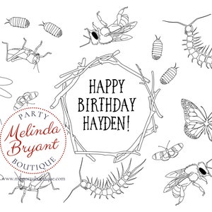Insect Party Decorations Bug Birthday Decor Coloring Page | Etsy
