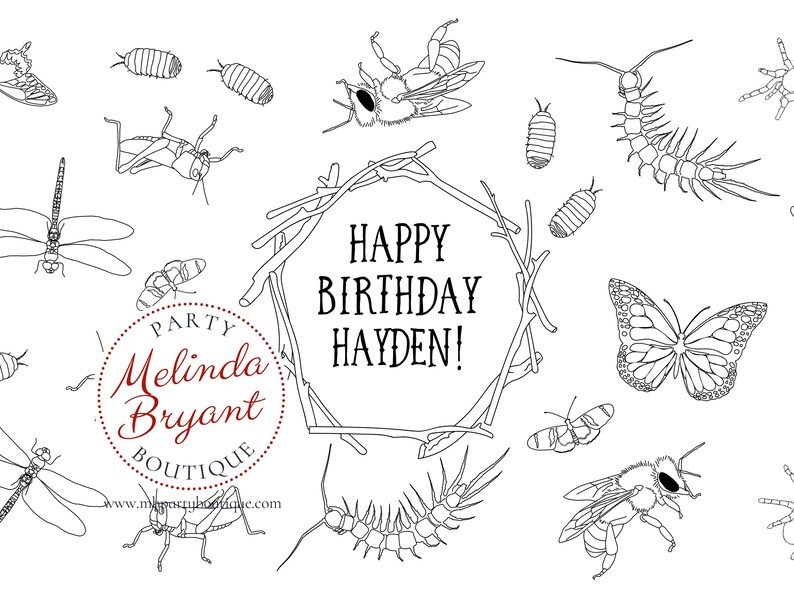 Insect Party Decorations Bug Birthday Decor Coloring Page | Etsy