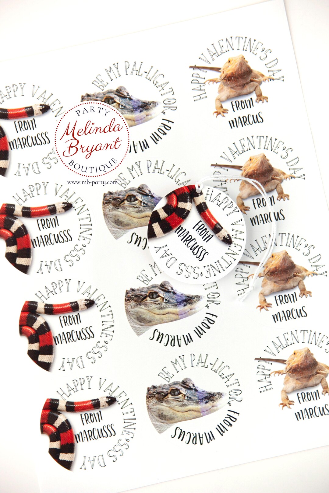 Personalized Valentine Gift Tags for Children Reptile Themed / Snake ...