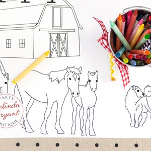 Farm Themed Birthday Party Table Runner Coloring Page Barnyard | Etsy