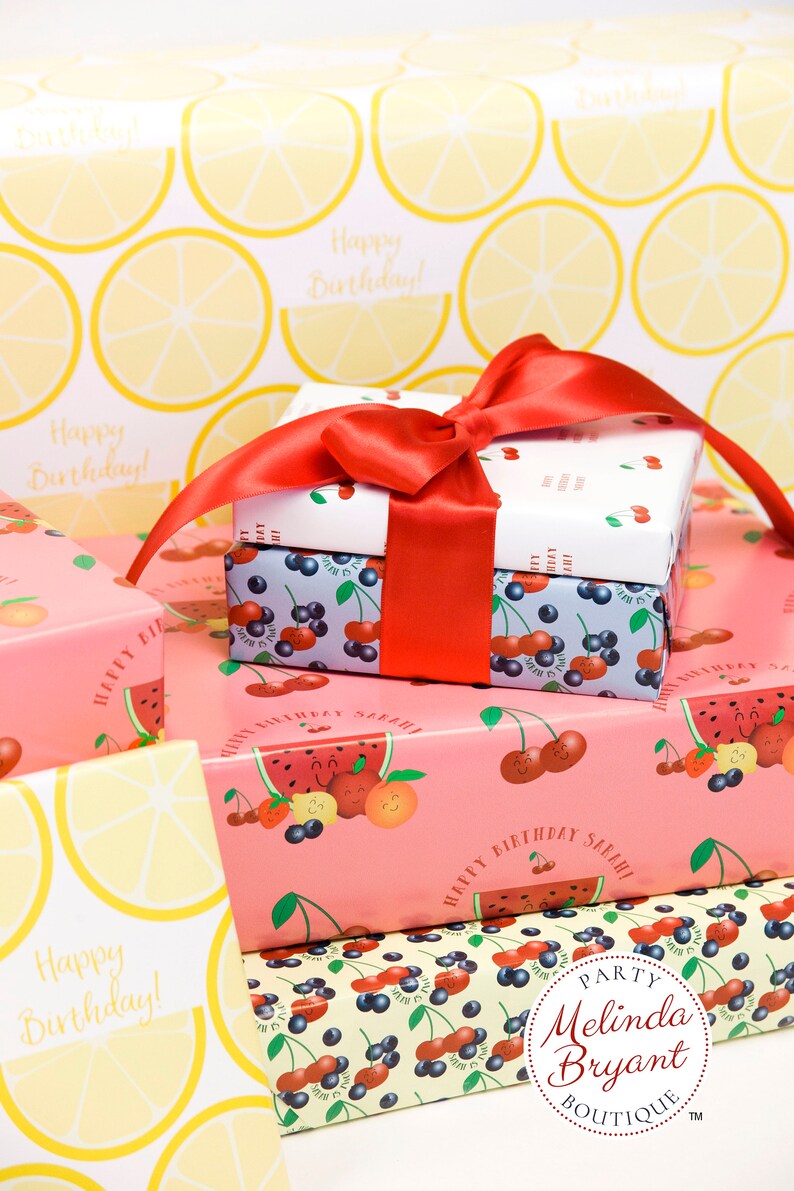 Personalized Fruit Themed Gift Wrap Set for Farmers Market - Etsy