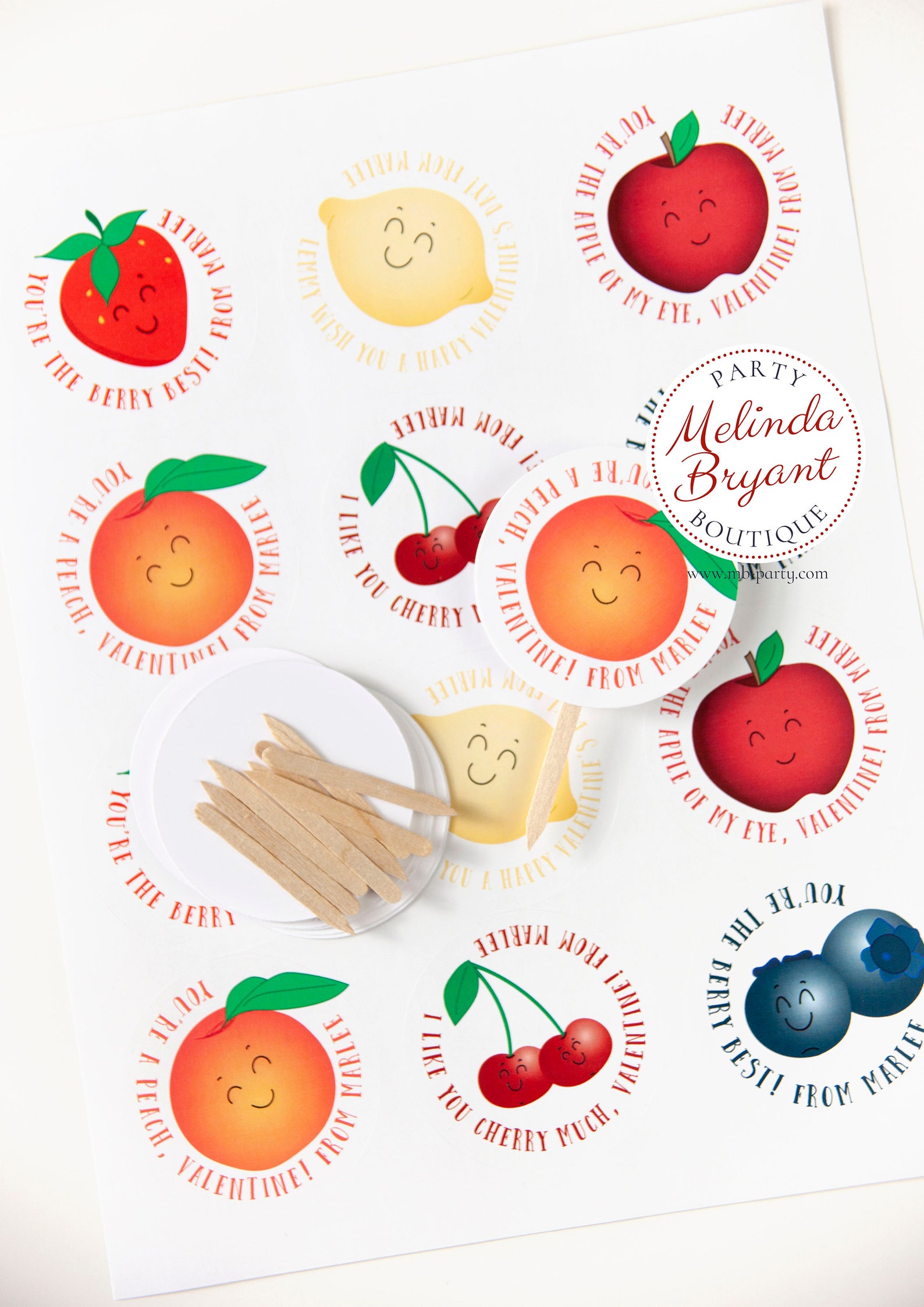 Personalized Valentine Cupcake Topper Kit Farmers Market Fruit Stand ...