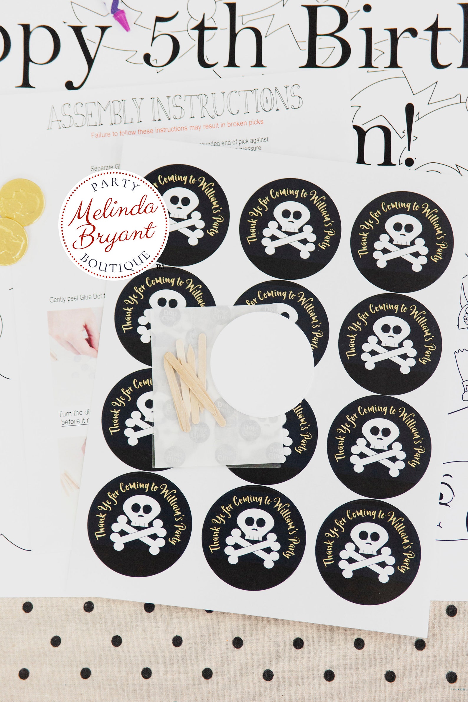 Personalized Pirate Themed 2.5 Inch Stickers and Decor Kits for ...