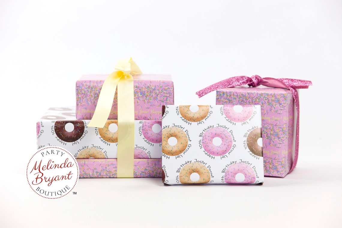 Personalized Pink Sprinkles Gift Wrap Perfect for First Birthday or ...