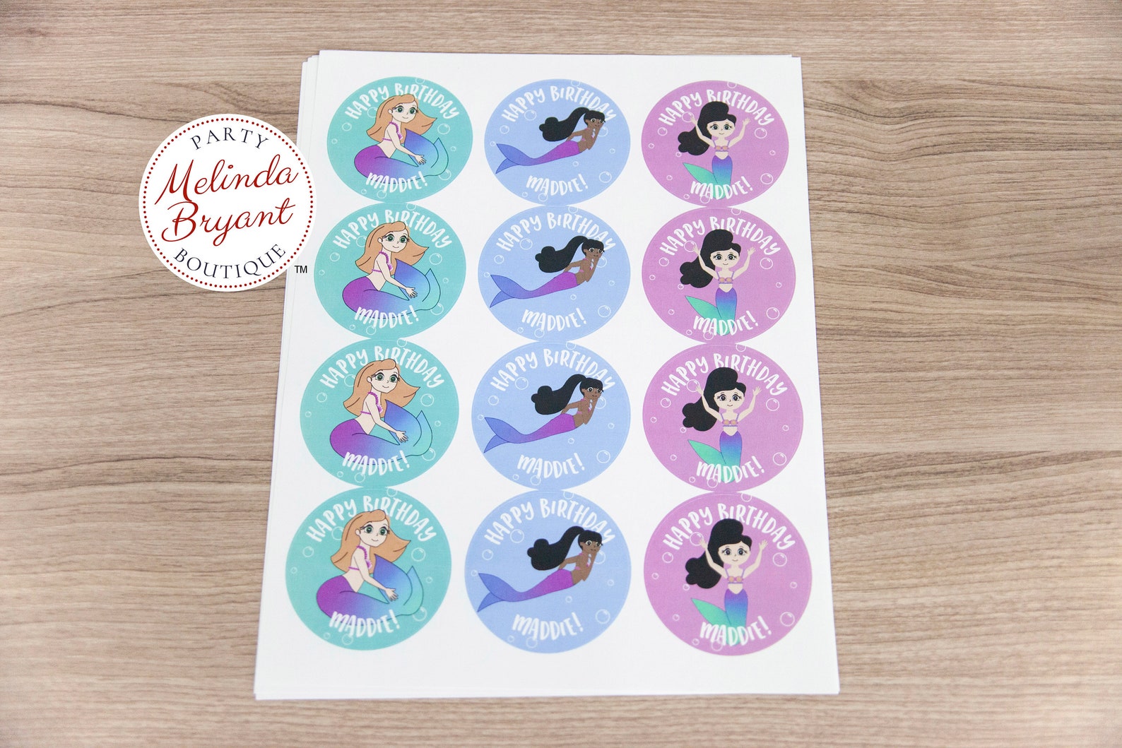 Personalized Mermaid Themed 2.5 inch Stickers Under the Sea | Etsy