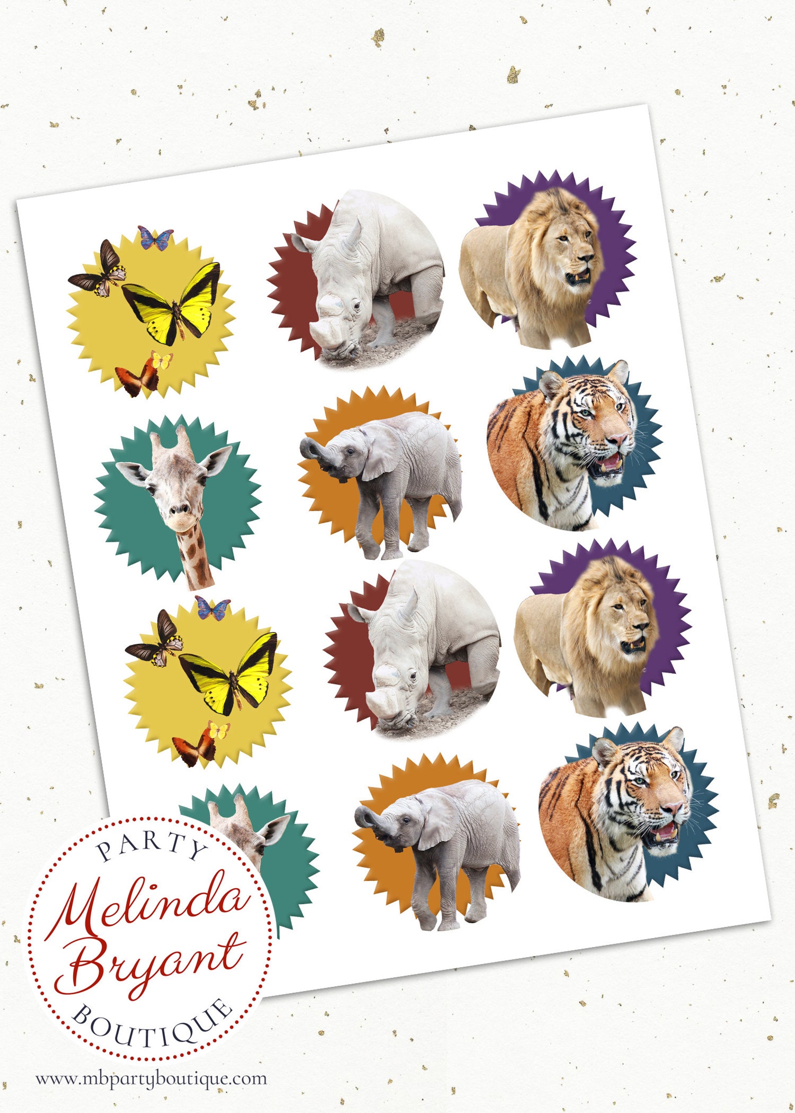Zoo Party Animal Stickers 2.5 Inch Safari Birthday Labels Treat Bag ...