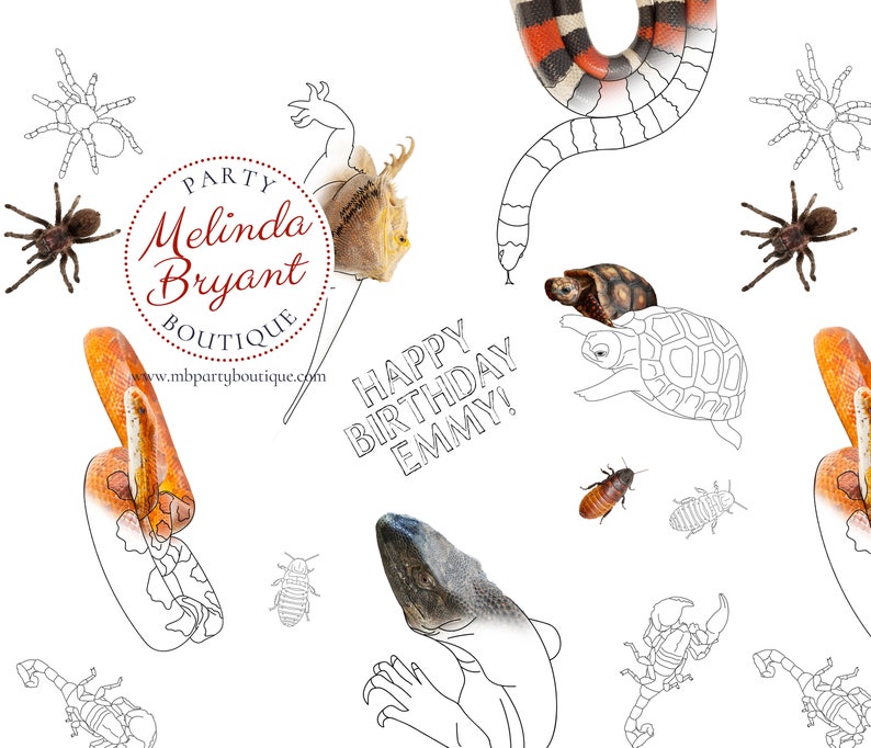 Reptile Party Coloring Tablecloth Snake Birthday Table Runner | Etsy