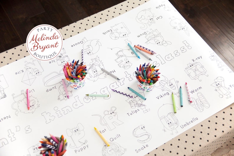 ABC Themed Personalized Alphabet Coloring Table Runner | Etsy