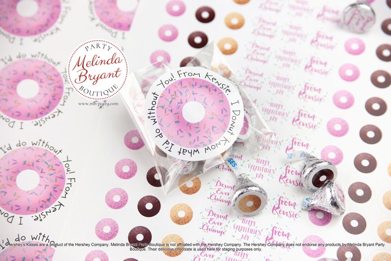 Kids Personalized Valentines Pink Donut Themed Sticker Sheets, Kit ...