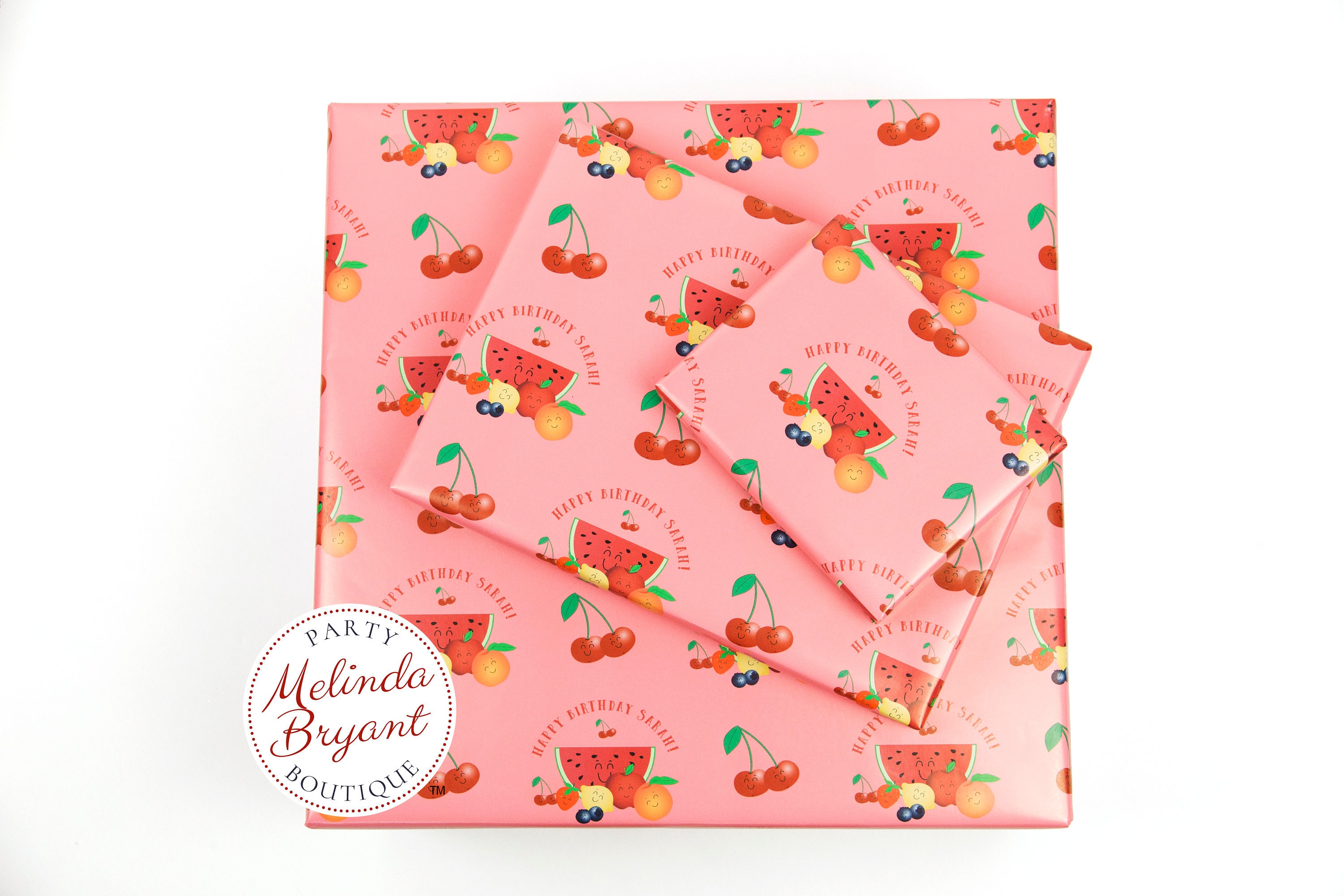 Watermelon Colored Fruit Themed Wrapping Paper with | Etsy