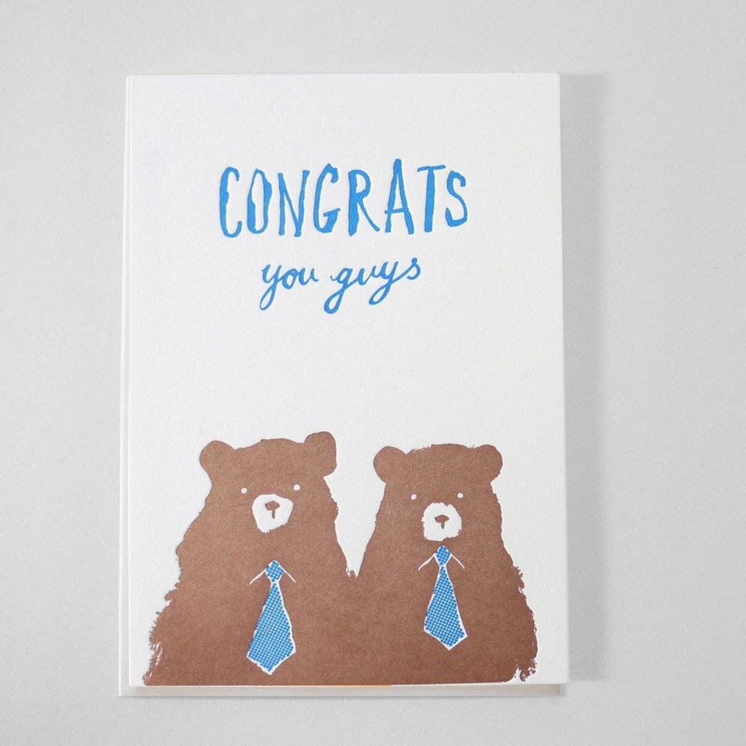 Congratulations You Guys! - Letterpress Bears - Etsy