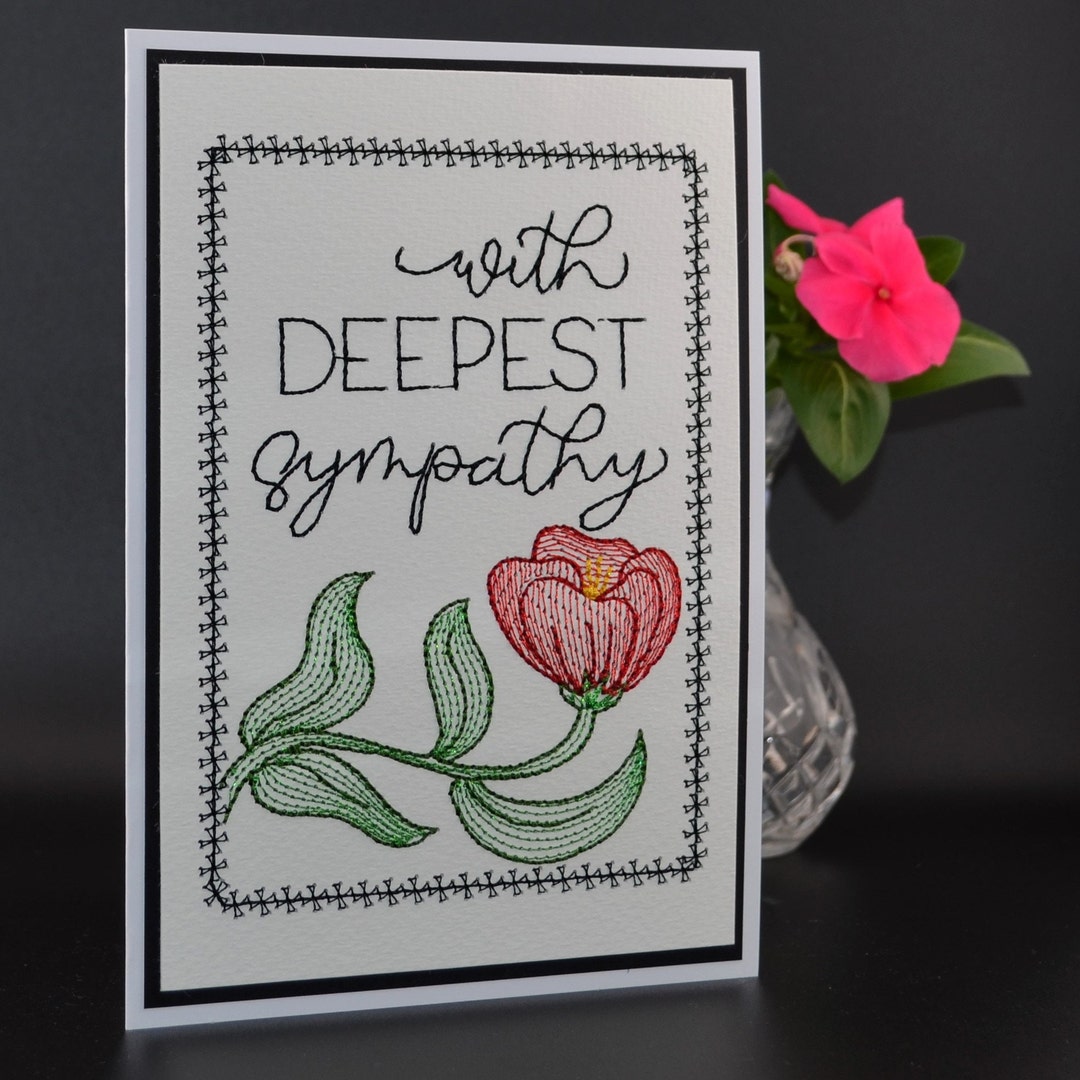 Deepest Sympathy, Embroidered, Greeting Card, Flower, Unique, Card ...
