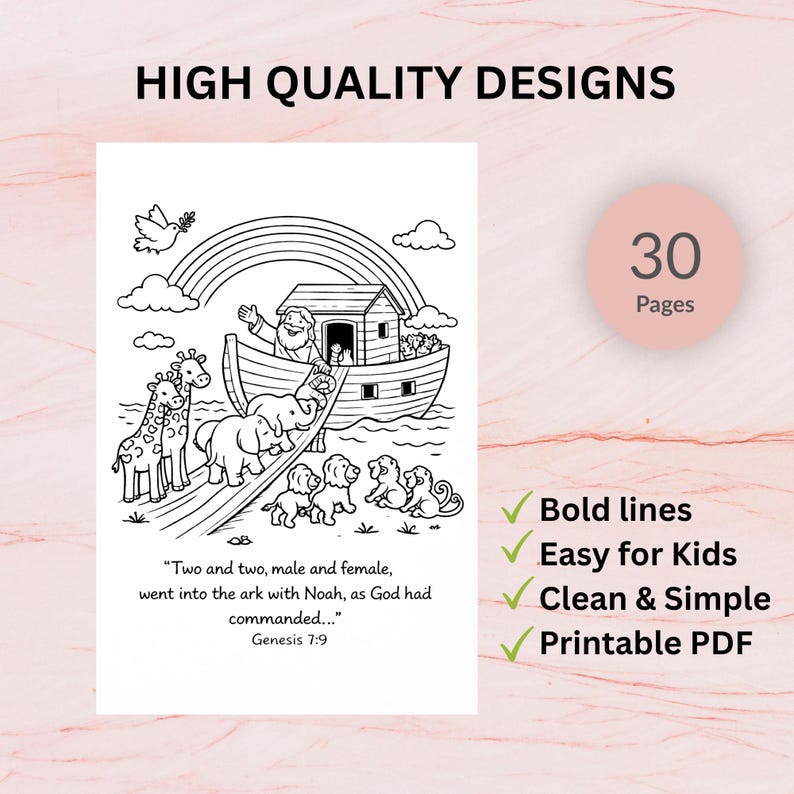 Bible Coloring Pages for Kids, 30 Printable PDF, Bible Stories Coloring ...