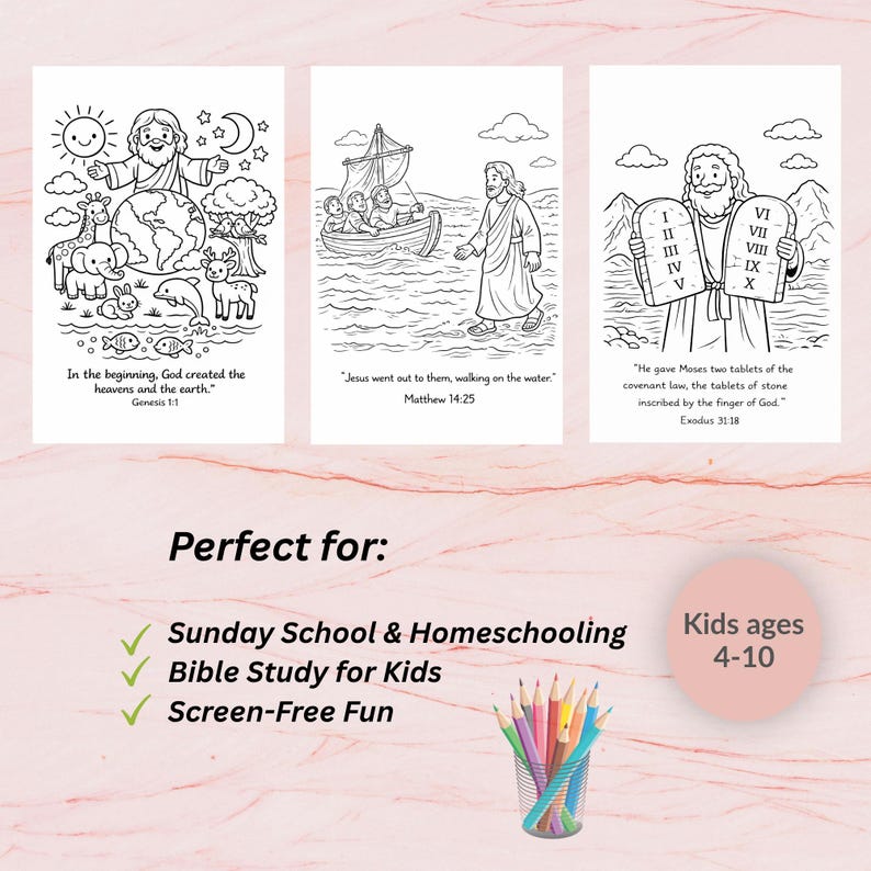Bible Coloring Pages for Kids, 30 Printable PDF, Bible Stories Coloring ...